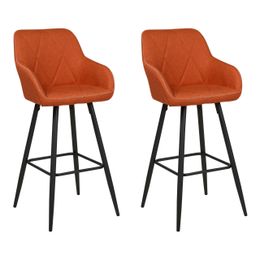Beliani BARSTUHL 2er-Set Polsterbezug Orange Darien