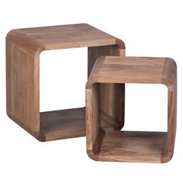KADIMA DESIGN BEISTELLTISCH Set &ndash; 2-teilig Akazie Massivholz handgefertigt