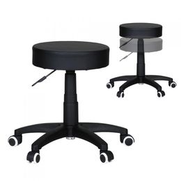 KADIMA DESIGN ARBEITSHOCKER Lederoptik 360&deg; drehbar, h&ouml;henverstellbar, stabil, Schwarz 50x50x55 cm