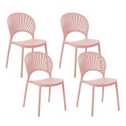 Beliani GARTENST&Uuml;HLE 4er-Set Kunststoff rosa Ostia