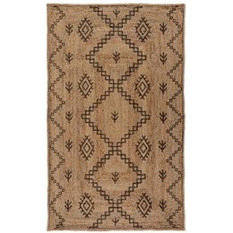 KADIMA DESIGN JUTETEPPICH handgewebt NEATH, geometrisch-abstrakt, Braun-Schwarz, 200 x 290 cm