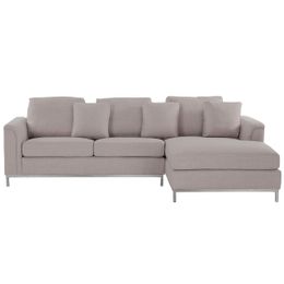 Beliani 4-SITZER-ECKSOFA Polyester Beige rechtsseitig Oslo