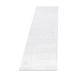 KADIMA DESIGN HOCHFLORTEPPICH SALZACH, einfarbig, Wei&szlig;, 80 x 250 cm