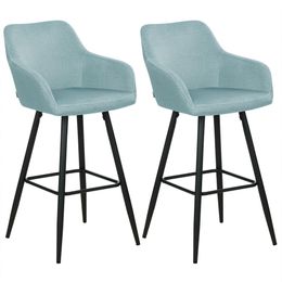 Beliani BARSTUHL 2er-Set Samtstoff hellblau Casmalia