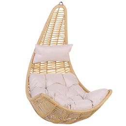 Beliani H&Auml;NGESESSEL PE Rattan nat&uuml;rlich/beige mit Sitzkissen Atri II