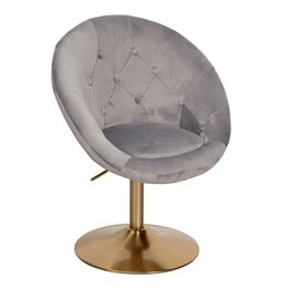KADIMA DESIGN LOUNGESESSEL Chesterfield-Stil mit Samtbezug und 360&deg; Drehfunktion, Grau 67x62x100 cm