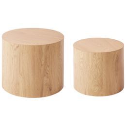 Beliani COUCHTISCH 2er-Set Hellbraun Manti
