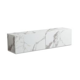 KADIMA DESIGN TV-LOWBOARD h&auml;ngend, Marmor-Optik, Klappt&uuml;ren, modern, Wei&szlig; 120x30x30 cm