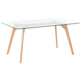 Beliani ESSTISCH 160/90 cm Transparent/Heller Holzfarbton Hudson