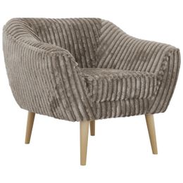 SESSEL PIRS - Hellbraun Cord - Holzbeine