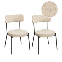 Beliani ESSZIMMERSTUHL 2er-Set Boucl&eacute; Helles Beige Allison
