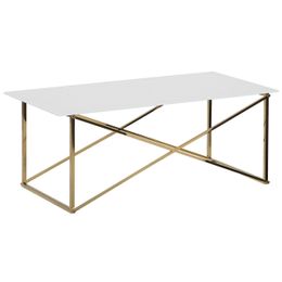 Beliani COUCHTISCH wei&szlig;/gold rechteckig 100/50 cm Emporia