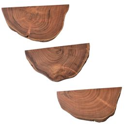 KADIMA DESIGN WANDREGAL Akazie Massivholz Modern Stil 3er Set Baumscheibe mit Baumkante