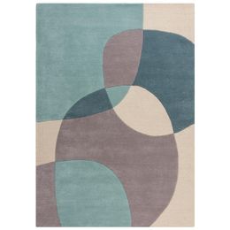 KADIMA DESIGN TEPPICH aus Wolle AIRE in Blau, abstrakt, 160 x 230 cm