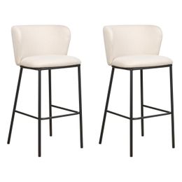 Beliani BARSTUHL 2er-Set Boucl&eacute; cremeweiss/schwarz Mina