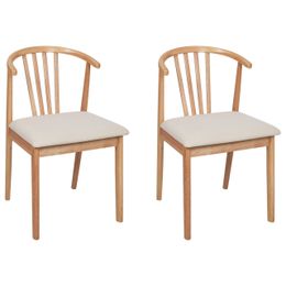Beliani ESSZIMMERSTUHL 2er-Set Heller Holzfarbton Craig