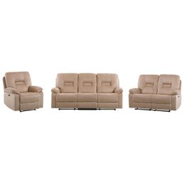 Beliani 6-SITZER-SOFA SET Samtstoff beige Bergen