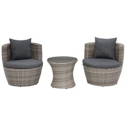Beliani BALKONSET 2-Sitzer Rattan grau Auflagen grau Capri
