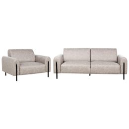 Beliani 4-SITZER-SOFA Set Lederoptik hellgrau Askim