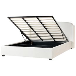 Beliani BETT mit Stauraum 180/200 cm Cremewei&szlig; Bernay