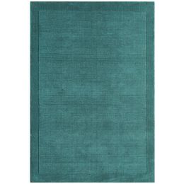 KADIMA DESIGN WOLLTEPPICH handgewebt STOW, mit Bord&uuml;re, T&uuml;rkis, 200 x 290 cm