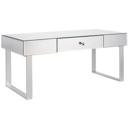 Beliani COUCHTISCH Silber mit Schublade verspiegelt Nesle