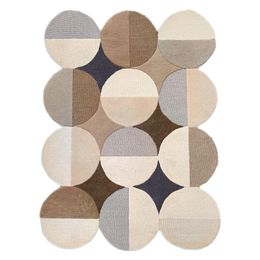 KADIMA DESIGN WOLLTEPPICH HALLEIN, mit Wellenmuster, Beige-Braun, 120 x 170 cm