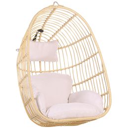 Beliani H&Auml;NGESESSEL PE Rattan nat&uuml;rlich/beige mit Sitzkissen Casoli