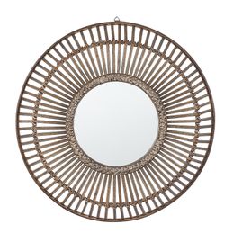 Beliani WANDSPIEGEL dunkler Holzfarbton Bambusholz 66 cm Blasito