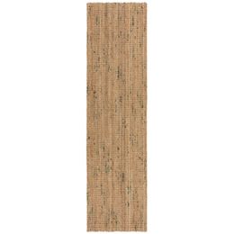 KADIMA DESIGN JUTETEPPICH handgewebt ERME, in Naturjute, Natur-Gr&uuml;n, 60 x 230 cm