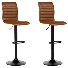 Beliani BARHOCKER 2er-Set Kunstleder goldbraun/schwarz h&ouml;henverstellbar Lucerne