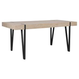 Beliani ESSTISCH 150/90/75 cm Hellbraun, Schwarz Rechteckig Adena