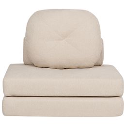 Beliani 1-SITZER BODENSOFA Stoff hellbeige mit Schlaffunktion Olden