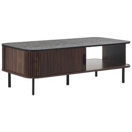 Beliani COUCHTISCH dunkler Holzfarbton/schwarz 120/60 cm Jose