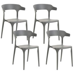 Beliani GARTENST&Uuml;HLE 4er-Set Kunststoff grau Gubbio