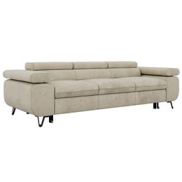 3-SITZER SOFA PETER mit Schlaffunktion - Beige Velvet