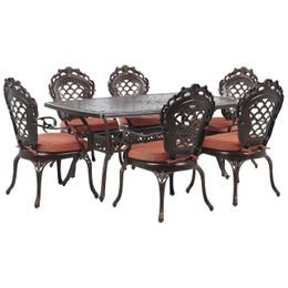 Beliani GARTENM&Ouml;BEL SET 6-Sitzer Aluminium dunkelbraun Lizzano