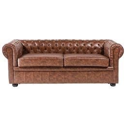 Beliani SOFA Kunstleder Goldbraun Chesterfield