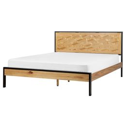 Beliani BETT mit Lattenrost 160x200 cm Heller Holzfarbton Ervillers