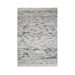 KADIMA DESIGN TEPPICH aus Wolle handgewebt mit Fransen TIREE in Schwarz, gestreift, 200 x 300 cm