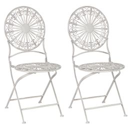 Beliani GARTENSTUHL 2er-Set Metall wei&szlig; Scafa