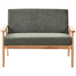 Beliani SOFA 2-Sitzer Hellbraun/Gr&uuml;n Esrum
