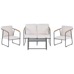 Beliani LOUNGE-SET 4-sitzer Stahl Helles Beige Vezzana