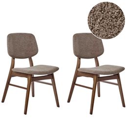 Beliani ESSZIMMERSTUHL 2er-Set Holz Dunkelbraun/Taupe Elaine