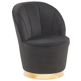 Beliani SESSEL Samtstoff Schwarz/Gold Alby