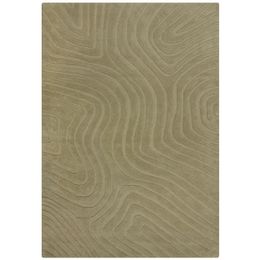 KADIMA DESIGN WOLLTEPPICH LEVEN, abstrakt, Olivegr&uuml;n, 160 x 230 cm