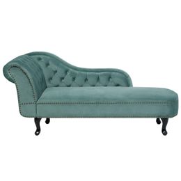 Beliani CHAISELONGUE Samtstoff mintgr&uuml;n linksseitig Nimes
