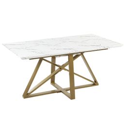 Beliani ESSTISCH 160-200/90/77 cm Wei&szlig;, Goldfarben Rechteckig Maximus
