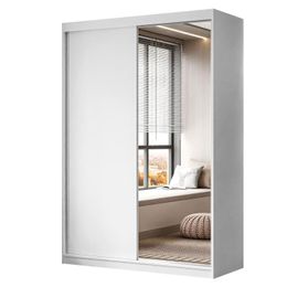 KLEIDERSCHRANK CAMARO II 150 cm mit Spiegel Schiebet&uuml;renschrank Wei&szlig;