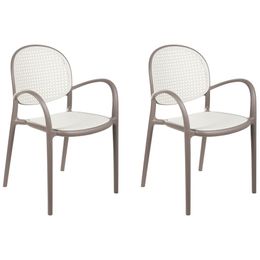 Beliani GARTENSTUHL 2er-Set Hellbraun Povoletto